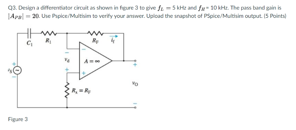 Solved Q3. Design a differentiator circuit as shown in | Chegg.com