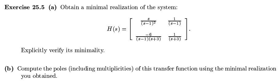 [solved] Exercise 25 5 A Obtain A Minimal Realization O