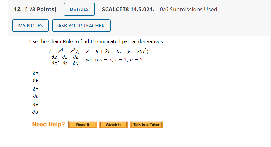 Solved 12. [-13 Points] DETAILS SCALCET8 14.5.021. 0/6 | Chegg.com