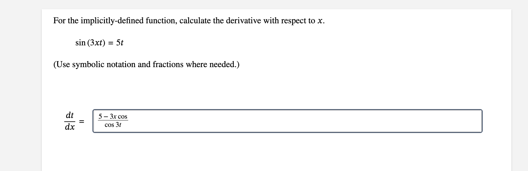 Solved For the implicitly-defined function, calculate the | Chegg.com
