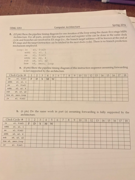 Spring 2016 CENG 3351 Computer Architecture pt) Show | Chegg.com