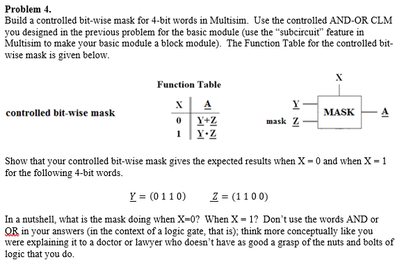 Problem 4. Build a controlled bit-wise mask for 4-bit | Chegg.com