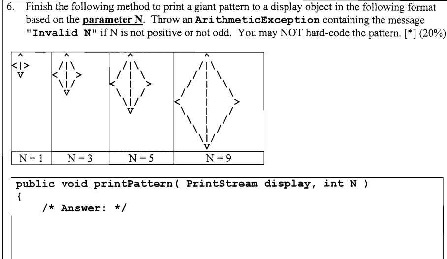 Solved 6. Finish the following method to print a giant | Chegg.com