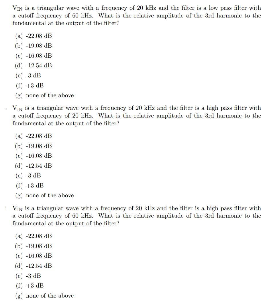 Solved Problem 3: Filter Circuit Consider the ideal passive | Chegg.com