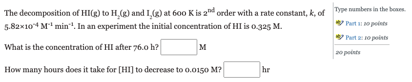 Solved The decomposition of HI(g) to H2( g) and I2( g) at | Chegg.com