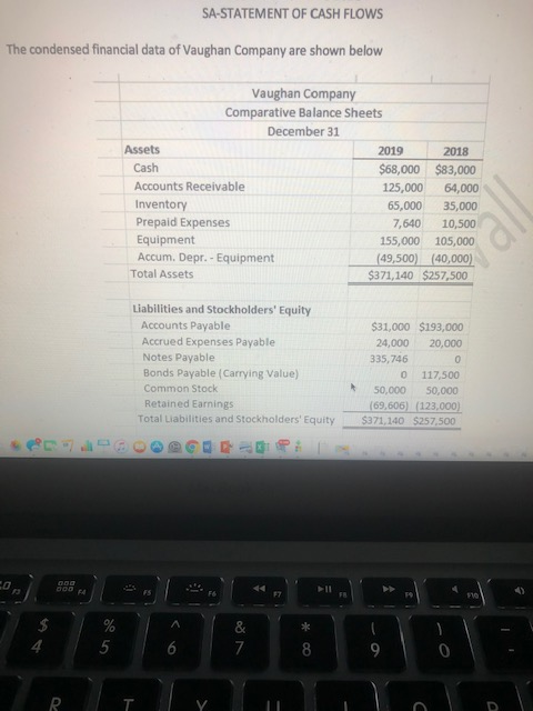 SA-STATEMENT OF CASH FLOWS The condensed financial | Chegg.com