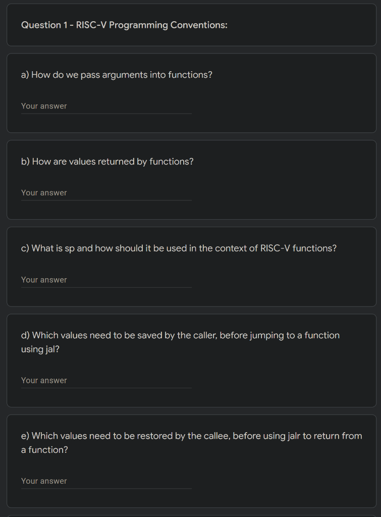 Solved Question 1 - RISC-V Programming Conventions: a) How | Chegg.com
