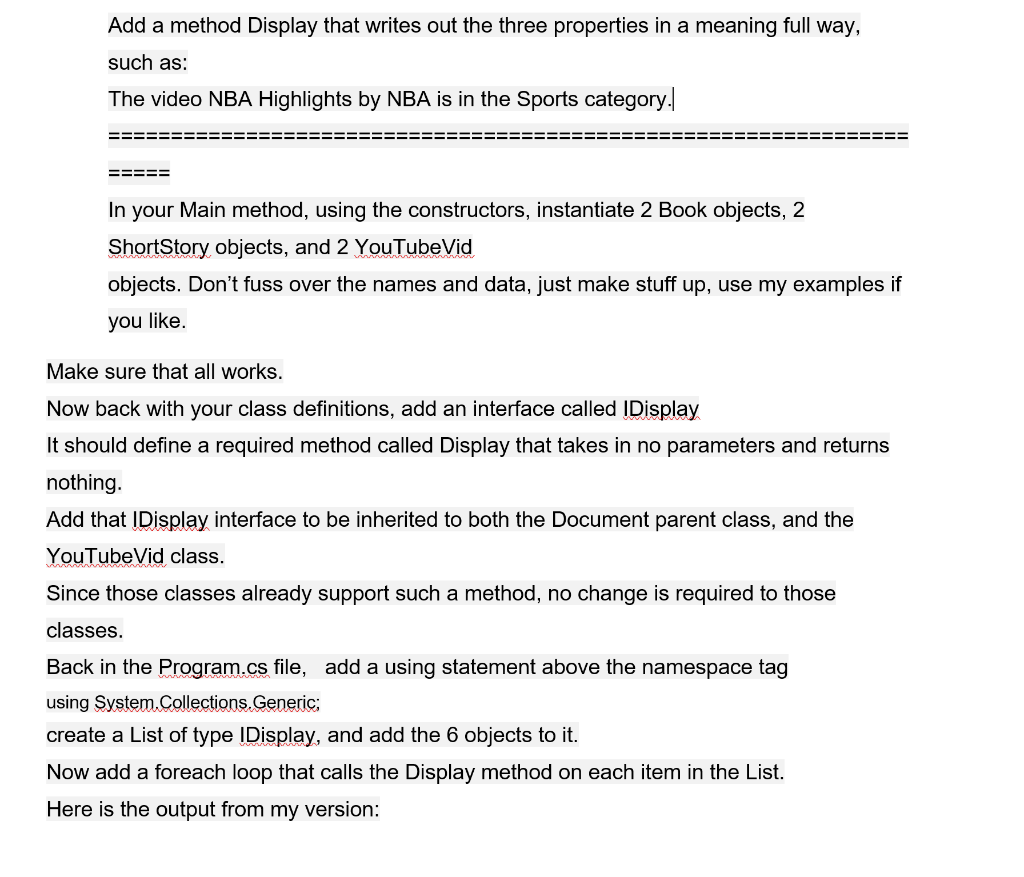 Solved Start a project and C#, Interface [1] add a parent | Chegg.com