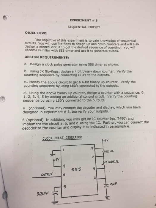 Solved EXPERIMENT # 5 SEQUENTIAL CIRCUIT OBJECTIIVE: The | Chegg.com