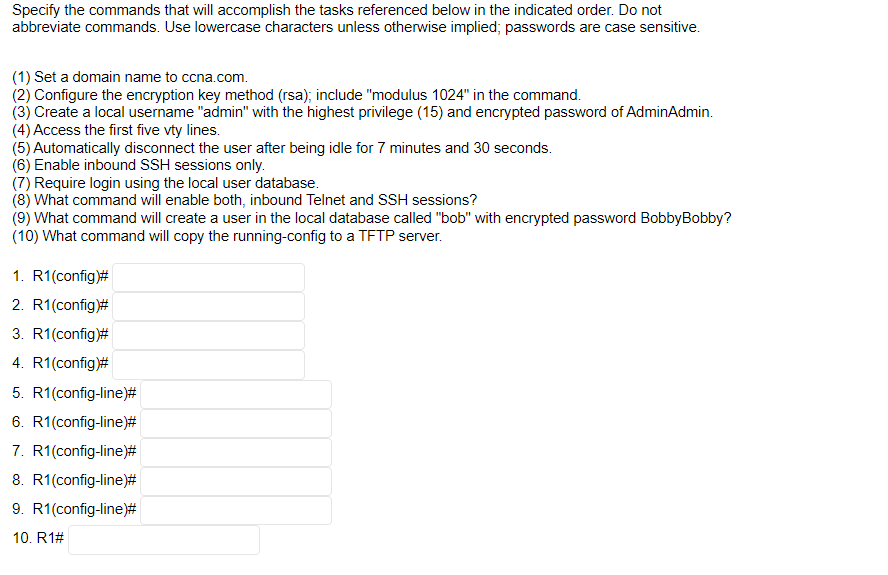 Solved Specify the commands that will accomplish the tasks | Chegg.com
