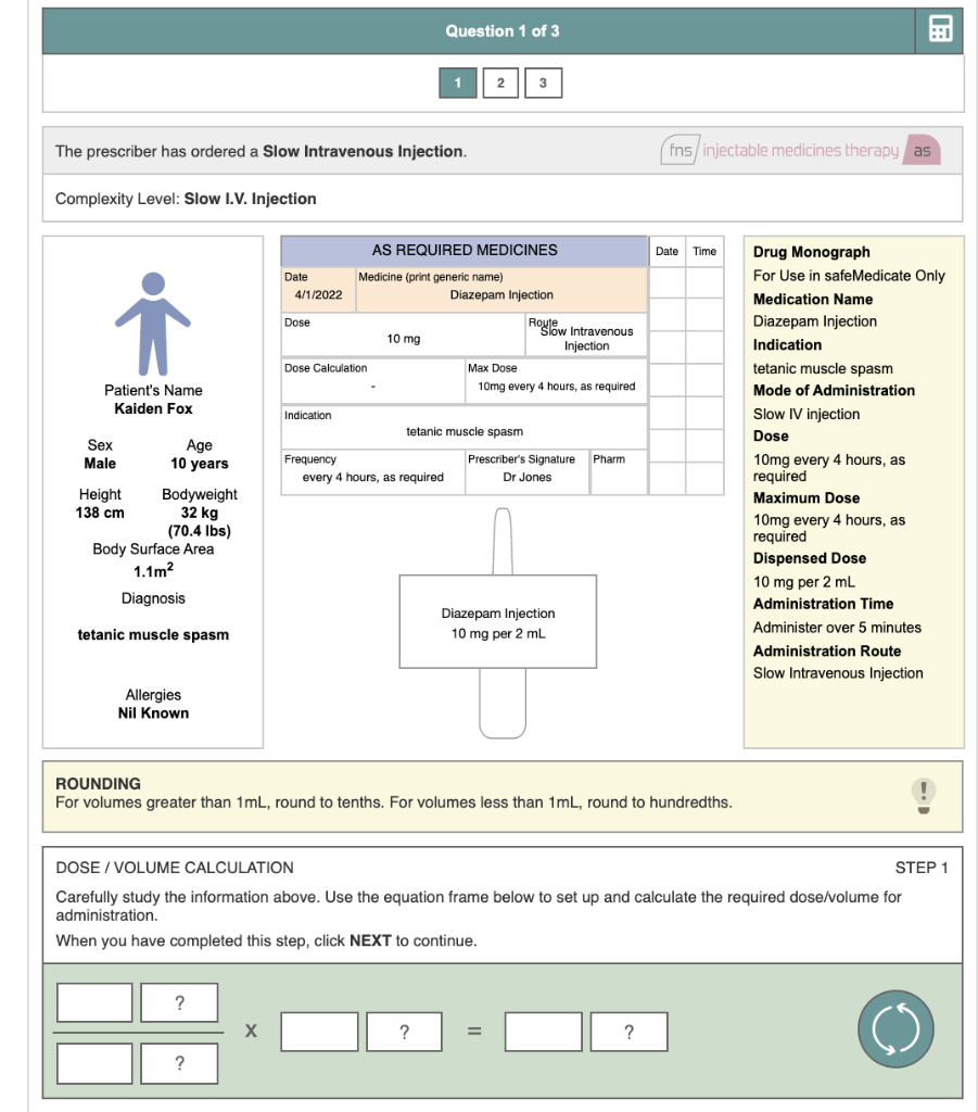 Solved Question 1 of 3 1 2 3 The prescriber has ordered a | Chegg.com