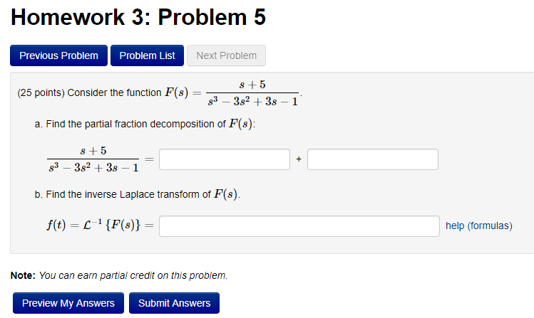 Solved Homework 3 Problem 5 Previous Problem Problem List 2572