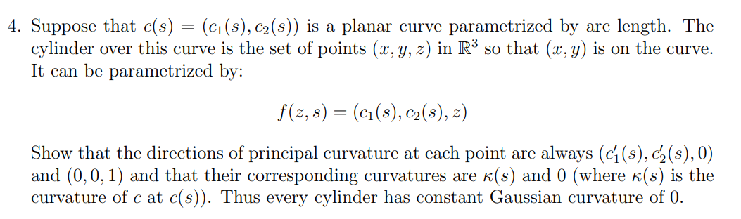 4. Suppose that c(s)=(c1(s),c2(s)) is a planar curve | Chegg.com