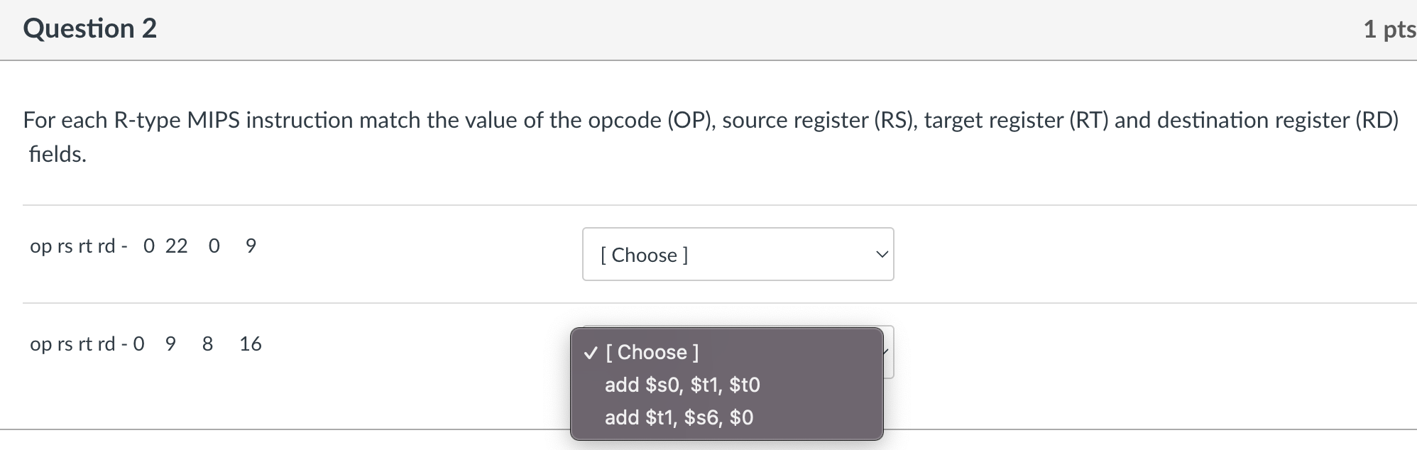 Solved Question 1 1 pts Consider the following MIPS loop: | Chegg.com
