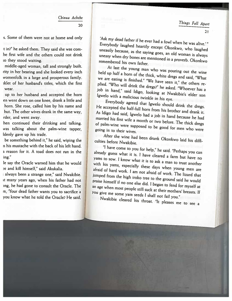 Tbings Fall Apart 19 which a man could take in the | Chegg.com