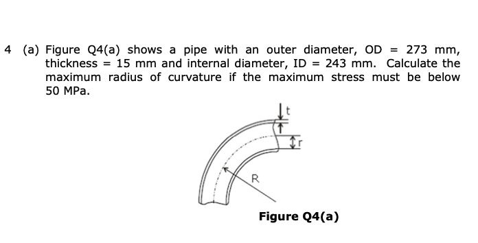 Solved (a) Figure Q4(a) shows a pipe with an outer diameter, | Chegg.com