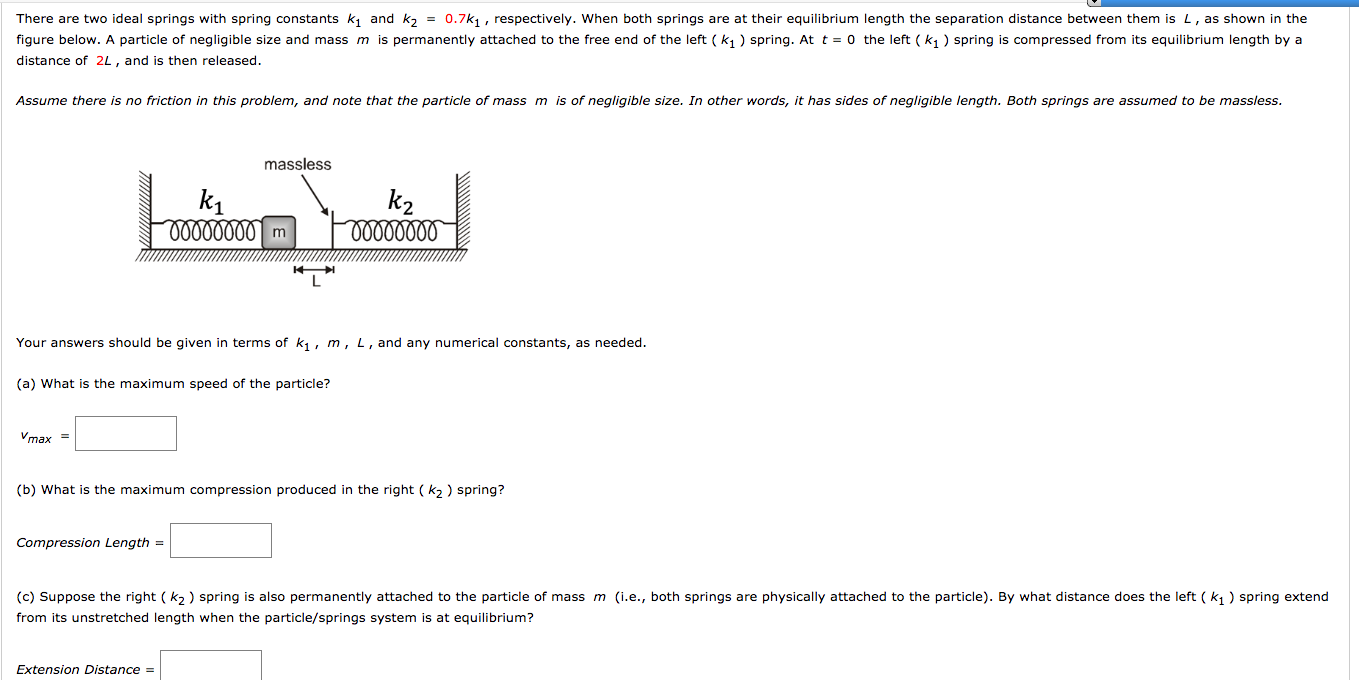 Solved There are two ideal springs with spring constants ki | Chegg.com
