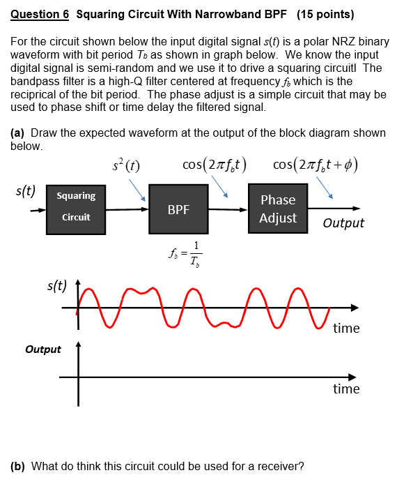 Solved Question 6 Squaring Circuit With Narrowband BPF (15 | Chegg.com