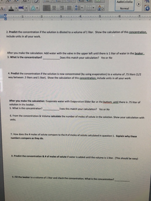 Solved University of Colorado Phet CONCENTRATION Exercise- | Chegg.com