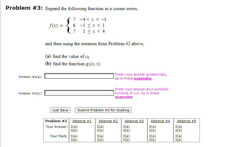 Solved Problem #3: Expand the following function in a cosine | Chegg.com