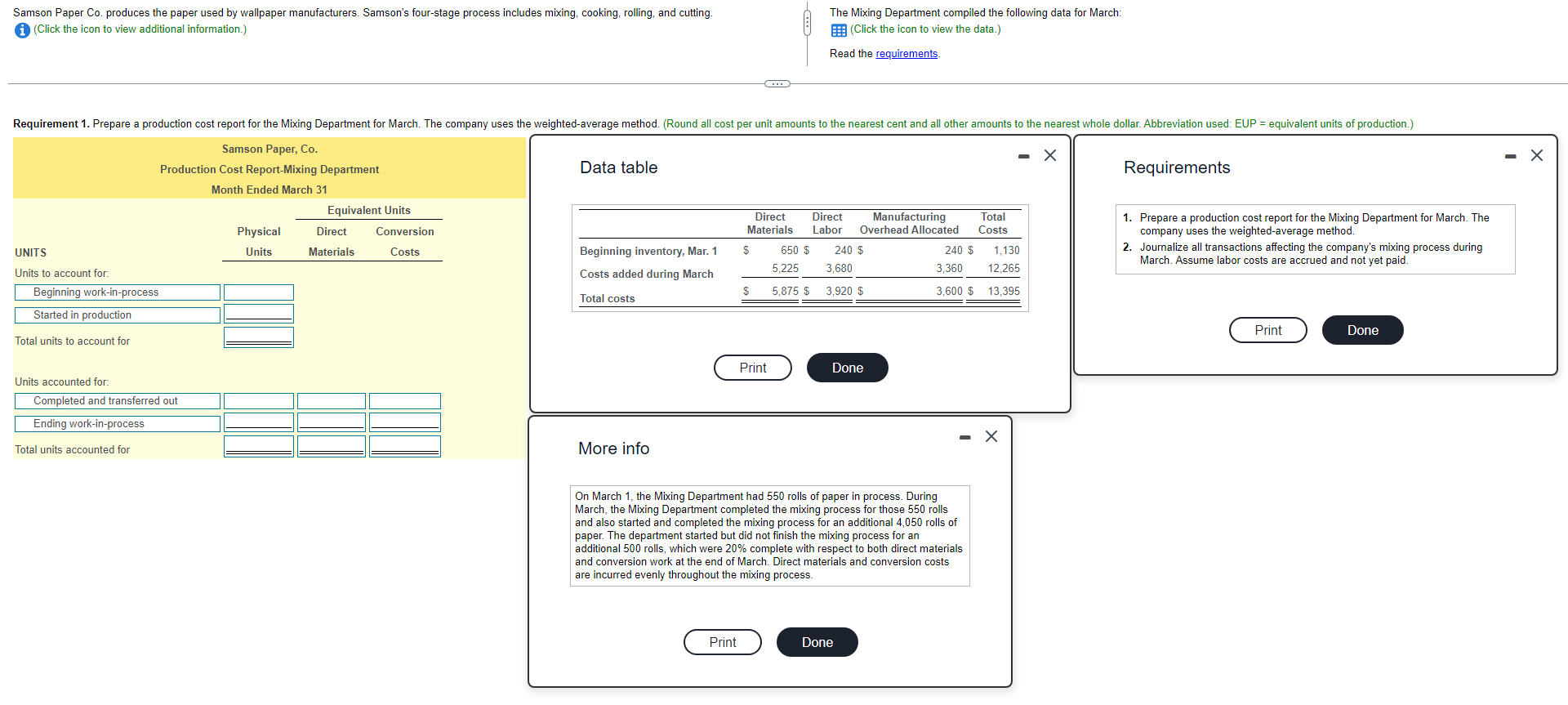 Solved Samson Paper Co. produces the paper used by wallpaper | Chegg.com