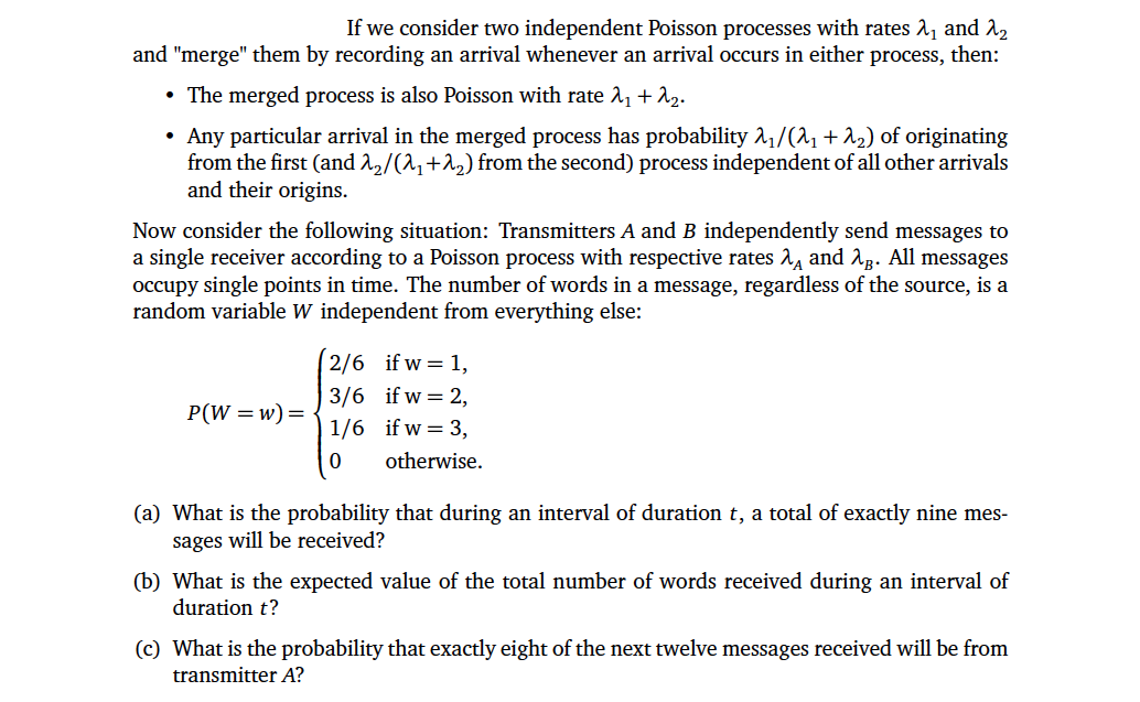 Solved If we consider two independent Poisson processes with | Chegg.com