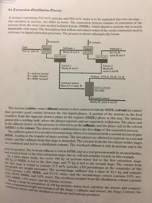 Solved An Extraction-Distillation Process A mixture | Chegg.com