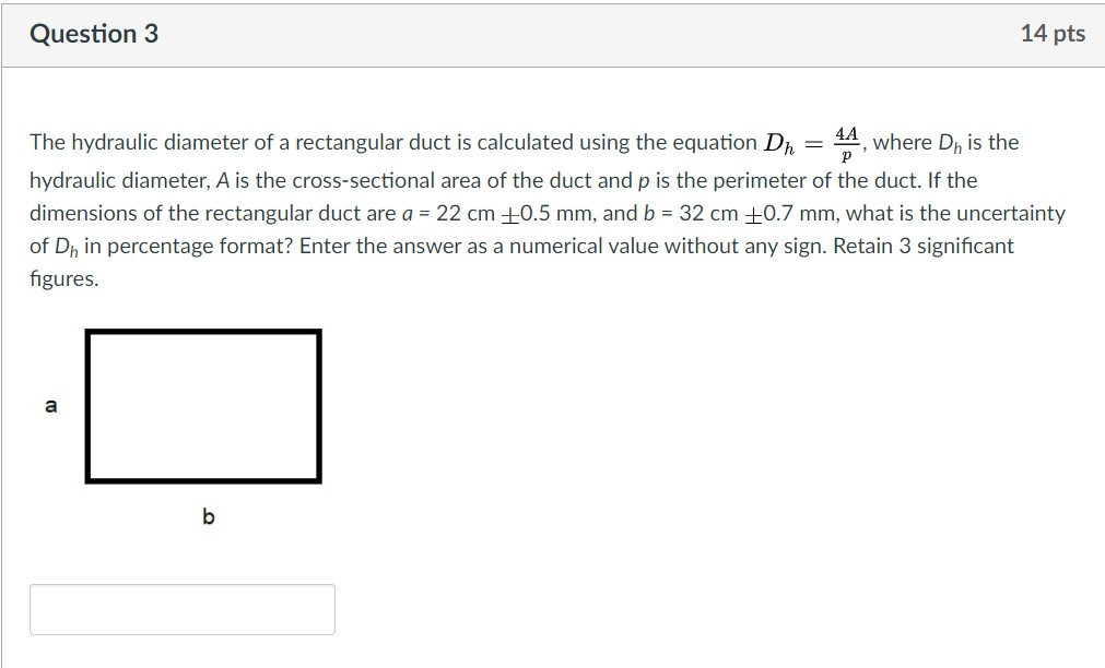 Solved Question 3 14 pts The hydraulic diameter of a | Chegg.com