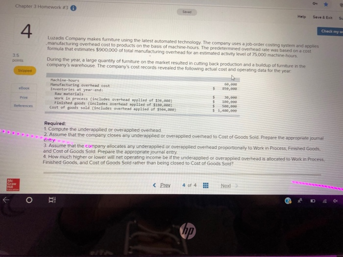 Solved Chapter 3 Homework #3 Help Save&Exit Su Check my w 4 | Chegg.com