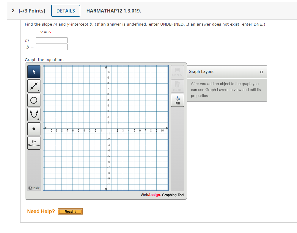 Solved m=b=y=6 Graph the equation. After you add an object | Chegg.com