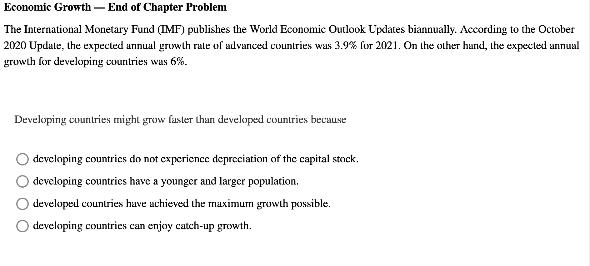 Solved Economic Growth - ﻿End of Chapter ProblemThe | Chegg.com