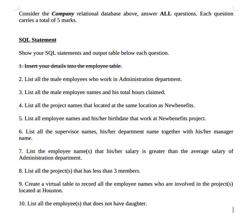 Solved EMPLOYEE \begin{tabular}{|l|c|l|c|c|c|c|c|c|c|} | Chegg.com