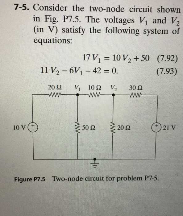 Solved 7-5. Consider the two-node circuit shown in Fig. | Chegg.com