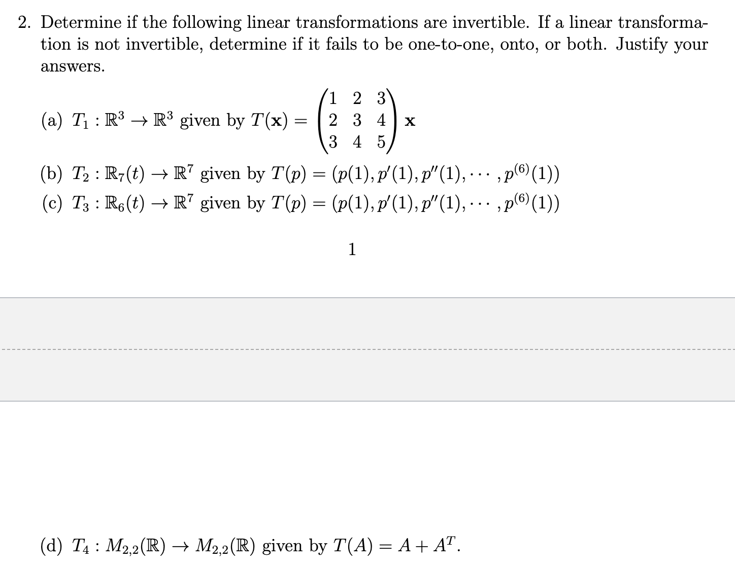 Solved 2 Determine If The Following Linear Transformations