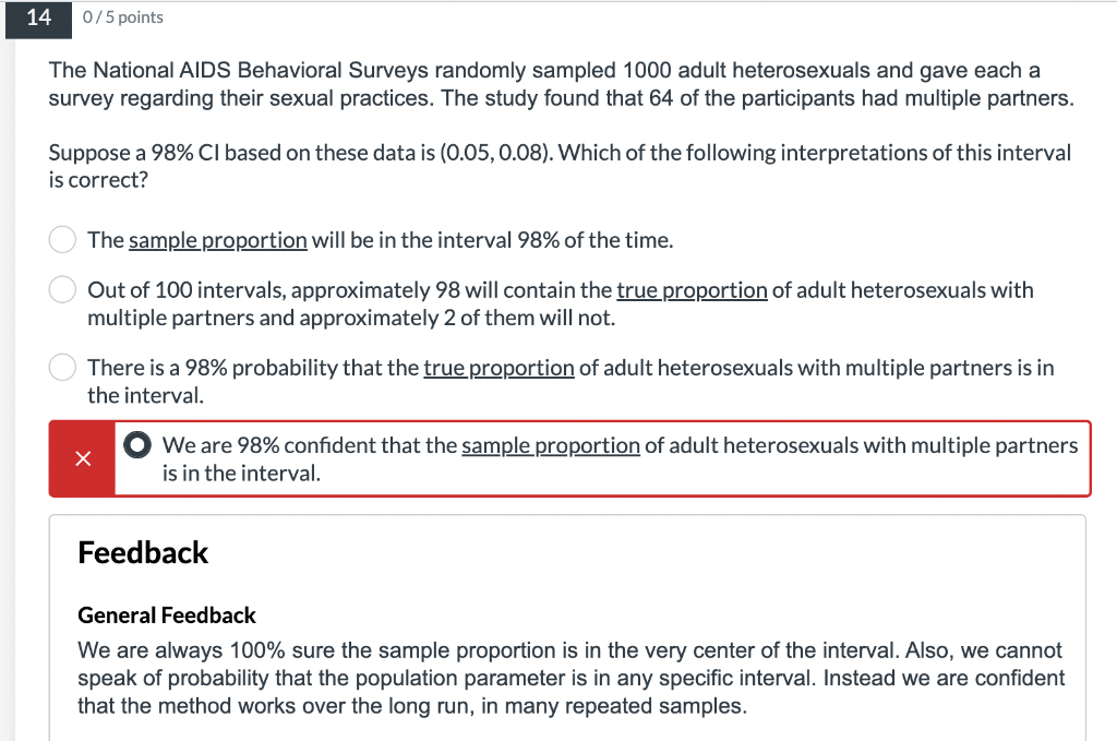 Solved The National AIDS Behavioral Surveys randomly sampled | Chegg.com
