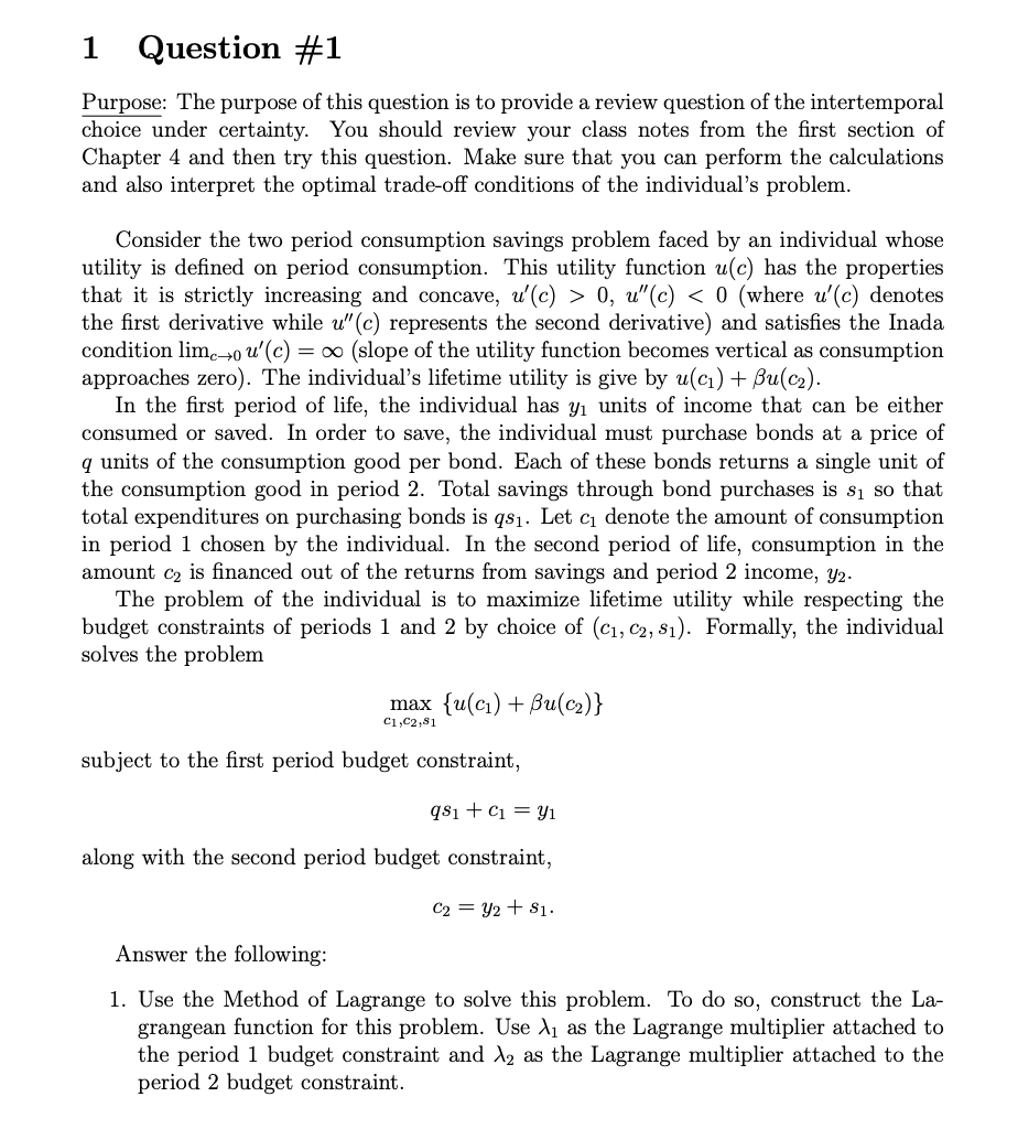Solved 1 Question #1 Purpose: The purpose of this question | Chegg.com