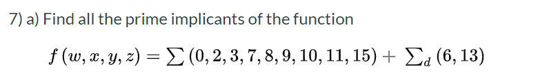 Solved B Which Of The Prime Implicants Are Essential Prime