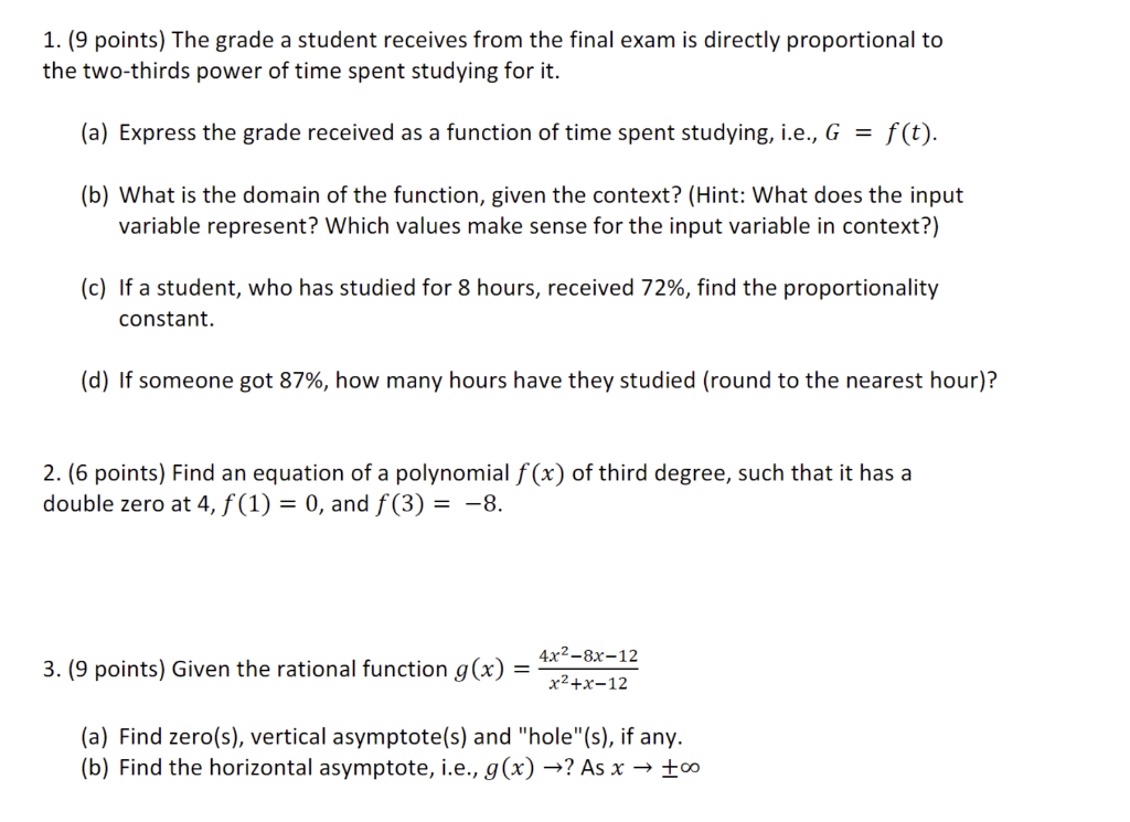 Solved 1. (9 points) The grade a student receives from the | Chegg.com Solved 1. (9 points) The grade a student receives from the | Chegg.com