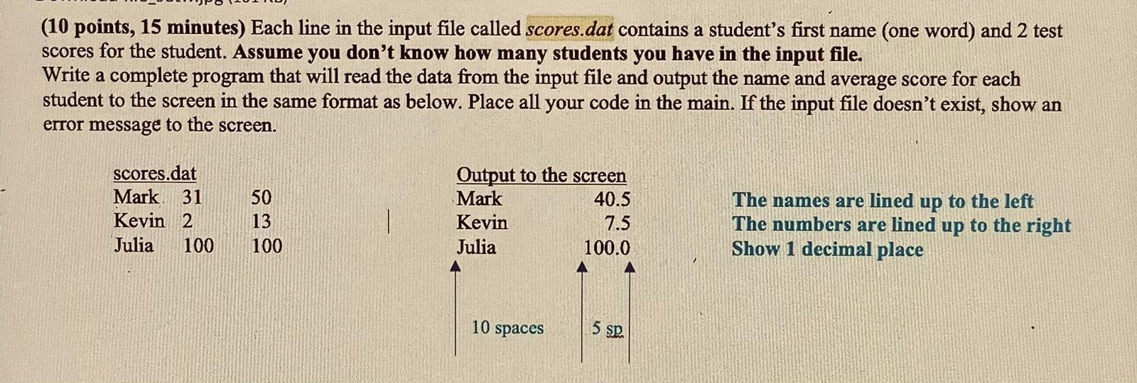 Solved (10 points, 15 minutes) Each line in the input file | Chegg.com