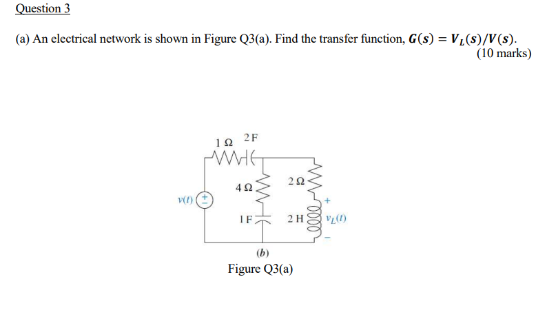 Solved Question 3 (a) An electrical network is shown in | Chegg.com
