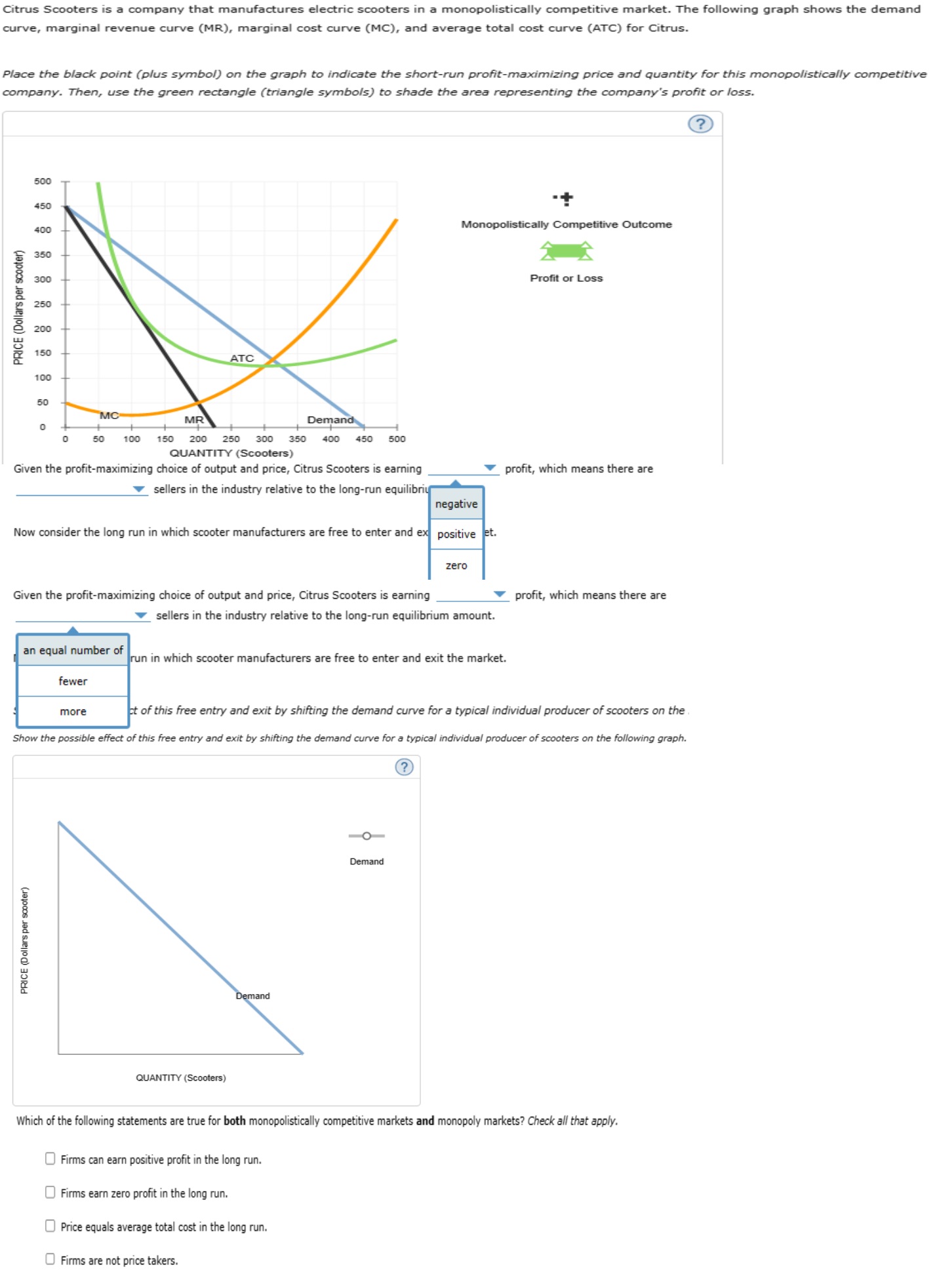 Solved curve, marginal revenue curve (MR), ﻿marginal cost | Chegg.com