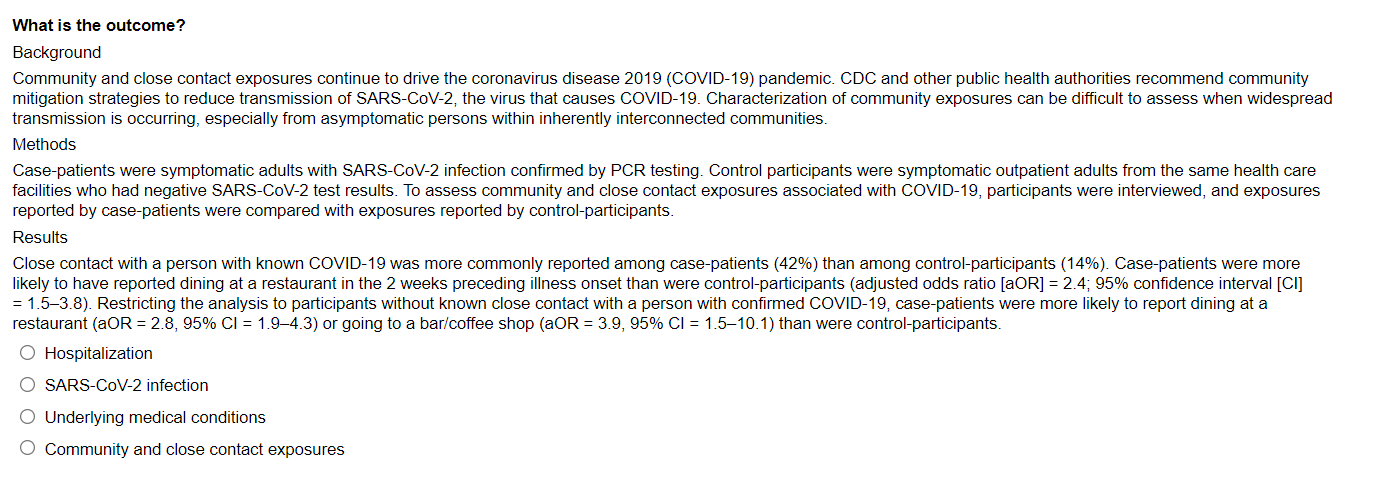 Solved What is the outcome? Background Community and close | Chegg.com