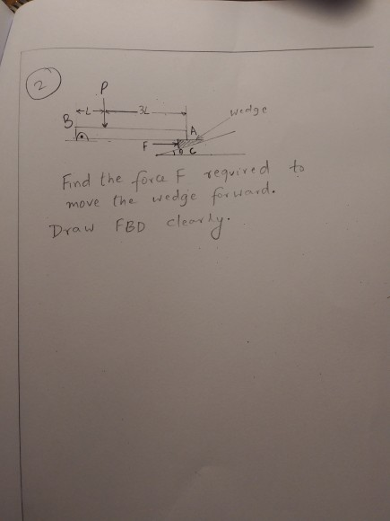 Solved wedge to Find the force F required move the wedge | Chegg.com