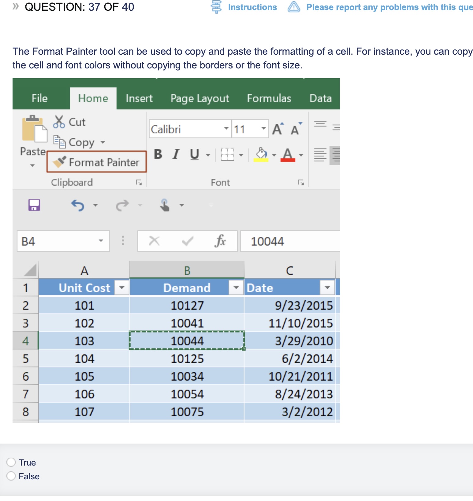 Solved The Format Painter tool can be used to copy and paste | Chegg.com