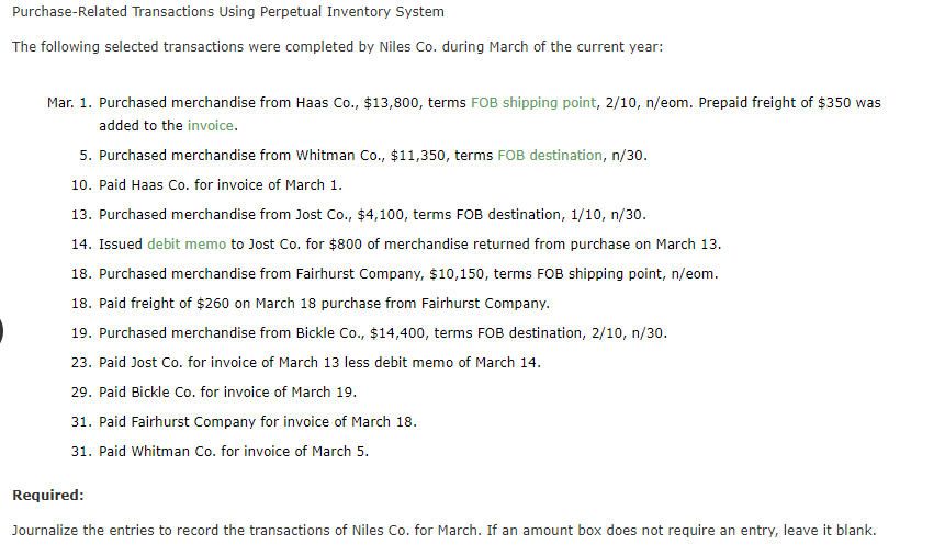 Solved Purchase-Related Transactions Using Perpetual | Chegg.com