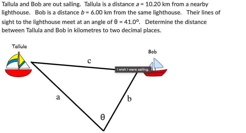 Solved Tallula and Bob are out sailing. Tallula is a | Chegg.com
