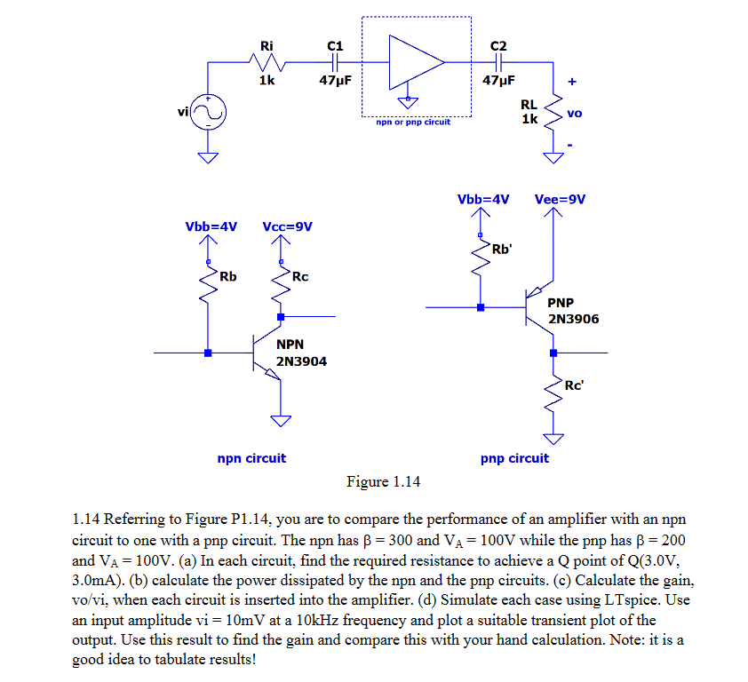 [Solved]: npn circuit Figure 1.14 1.14 Referring to Figure