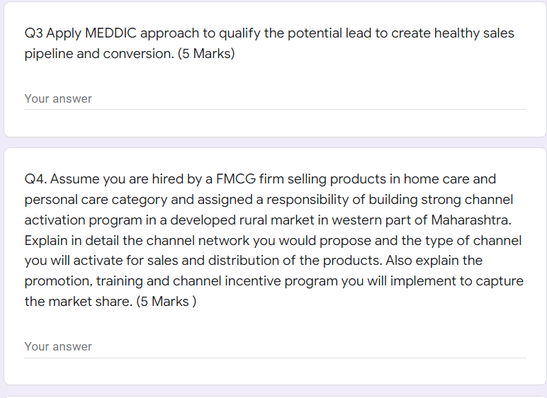 Q3 Apply MEDDIC approach to qualify the potential | Chegg.com