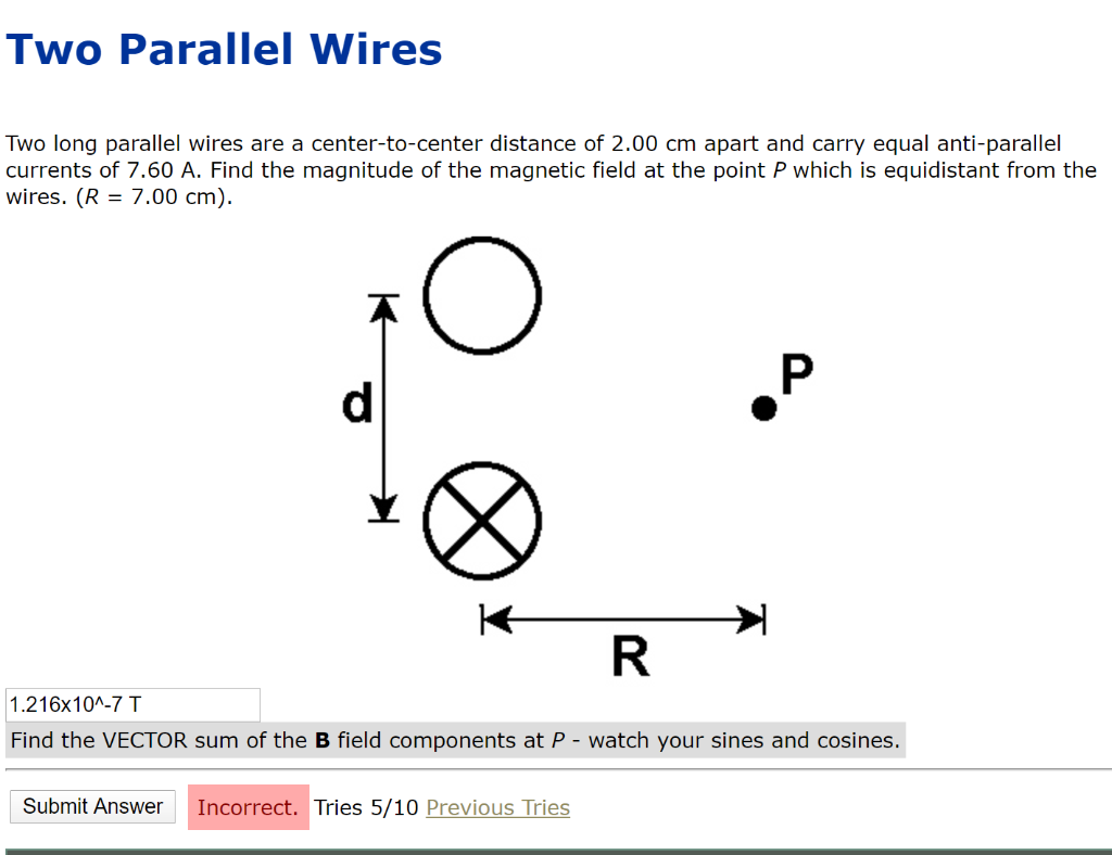 Solved Two Parallel Wires Two long parallel wires are a | Chegg.com