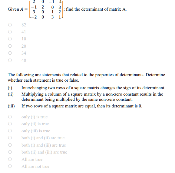 Solved Given a 3×3 matrix A with det(A)=3. Find the | Chegg.com
